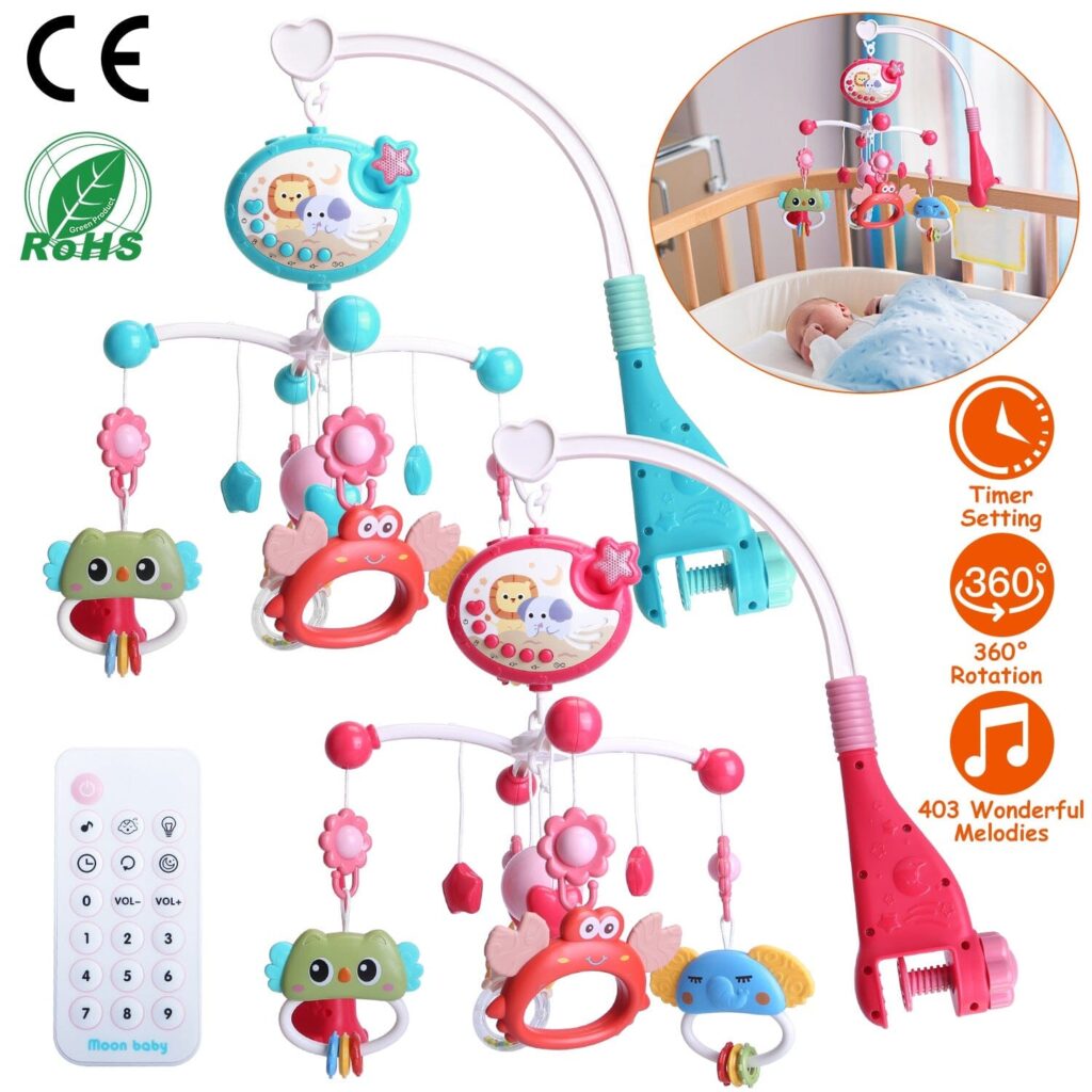 Baby Musical Crib Bed Bell Rotating Mobile Star Projection ...