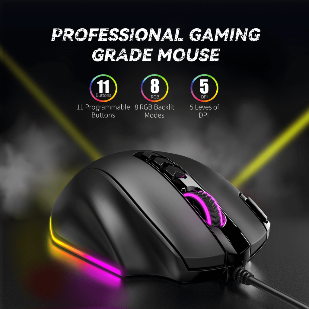 Wired Gaming Mouse 6 Color RGB Spectrum Backlit, Intelligent Sensor up ...